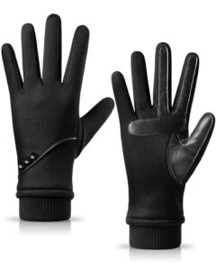 holdina winter gloves women with touchscreen fingers,gloves for women water-resistant with anti-slip leather,warm gloves for women fleece lined for driving running cycling hiking - m