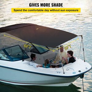 VEVOR T-Top Sun Shade Kit 6' x 5', UV-Proof 600D Polyester T-top Extension Kit with Rustproof Steel Telescopic Poles, Waterproof T-Top Shade Kit, Easy to Assemble for T-Tops ＆ Bimini Top