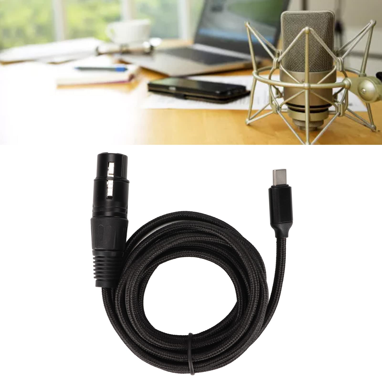 PUSOKEI USB C to XLR Female Cable, HiFi USB C Microphone Cable, Microphone Recording Line Built in D/A Conversion Chip for Windows OS X, Plug and Play()