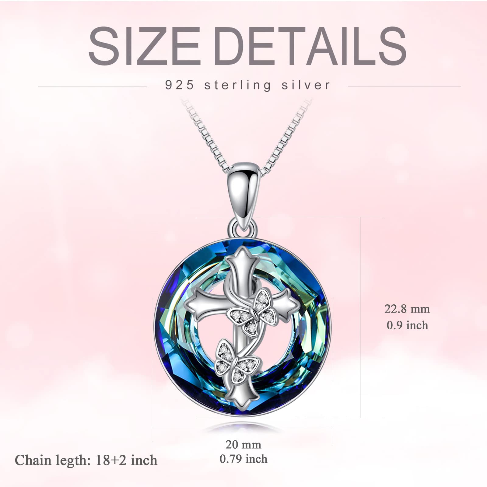 POTOPYY Butterfly Necklace S925 Sterling Silver Crystal Butterfly Necklaces for Women Butterfly Pendant Jewelry, Butterfly Gifts for Women Mom Christmas Mothers Day Birthday New Year Anniversary