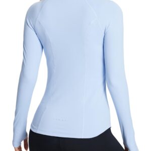 BALEAF Women's Long Sleeve Workout Tops Compression Running Shirts Fitted Athletic Warm Thumbholes Quick Dry Stretch Yoga Blue L