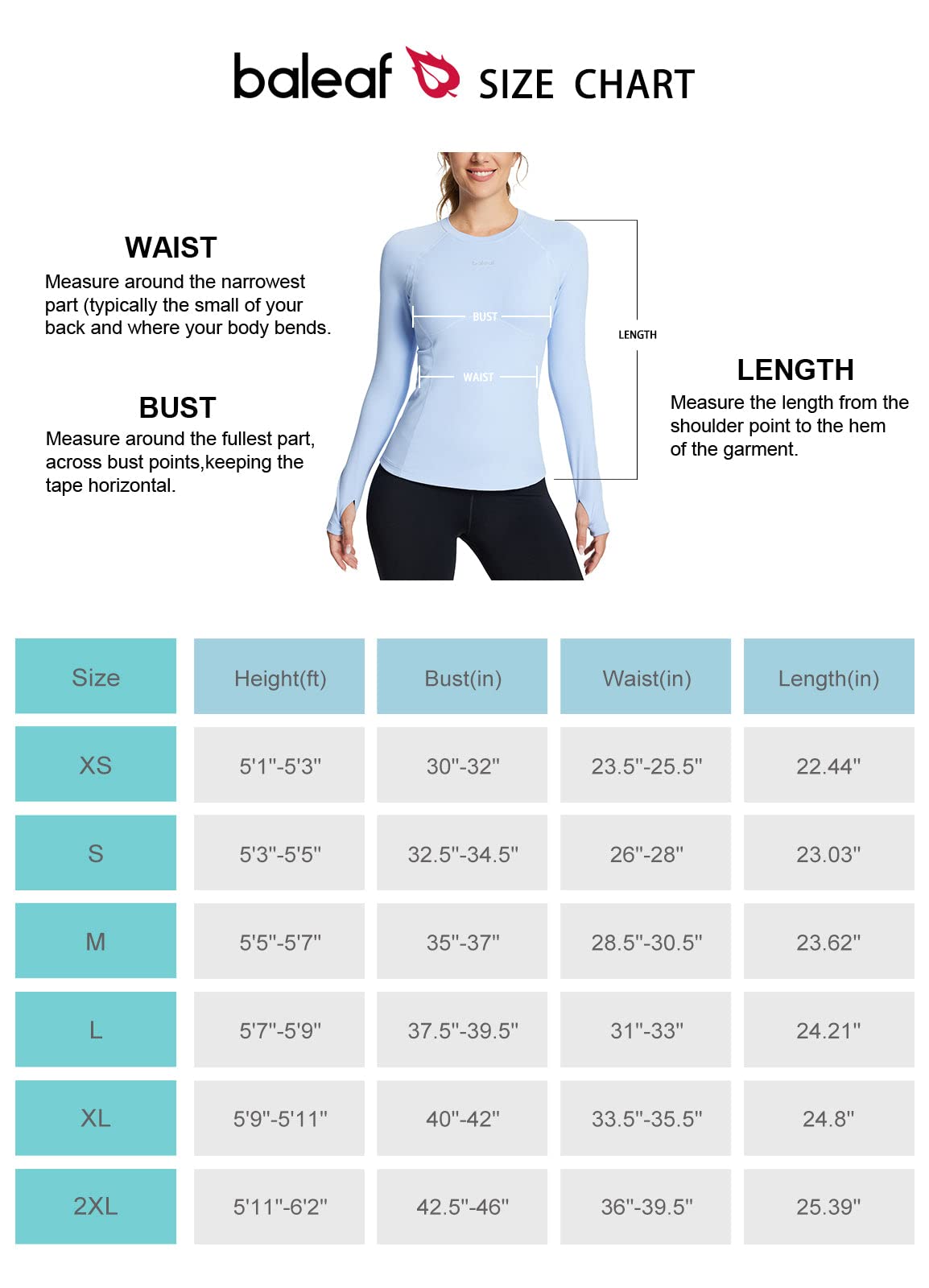 BALEAF Women's Long Sleeve Workout Tops Compression Running Shirts Fitted Athletic Warm Thumbholes Quick Dry Stretch Yoga Blue L