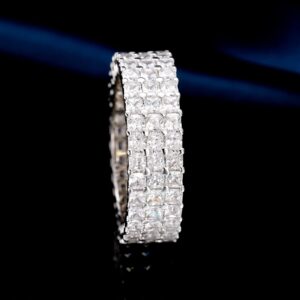 MDFUN Eternity Ring for Women 18K White Gold Plated Cubic Zirconia Band Stackable Engagement Wedding Ring Size 7