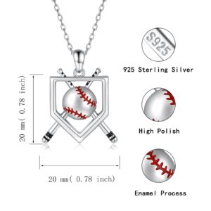 oGoodsunj Baseball Football Fidget Necklace 925 Sterling Silver Softball Bat Spinner Homeplate Pendant Anti Anxiety Necklaces Jewelry Gifts for Men Women (Baseball)