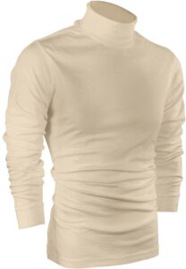 utopia wear men's turtleneck slim fit lightweight pullover top, x-large, beige