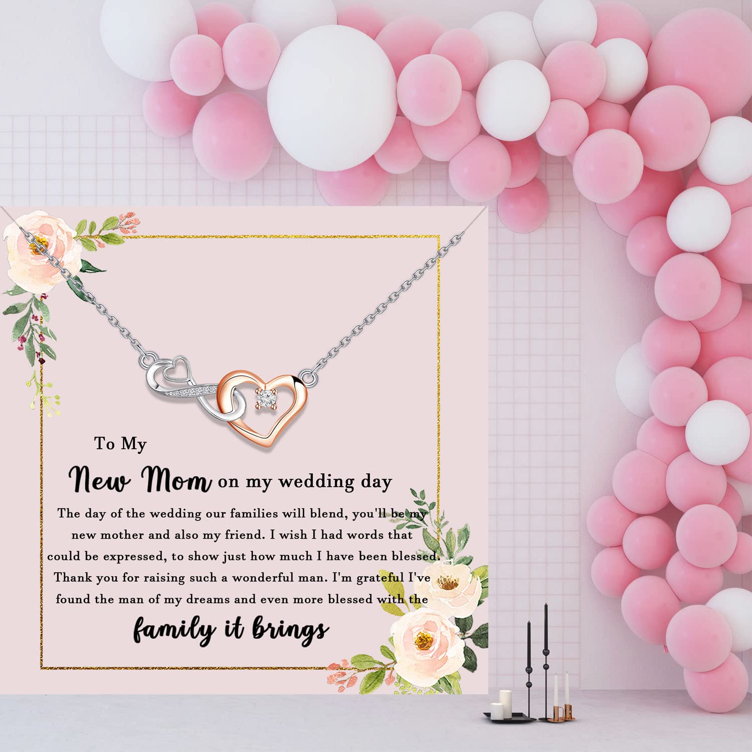 MYOSPARK Mother in Law Wedding Gift from Bride Mother of the Groom Necklace Gift To My New Mom On My Wedding Day Message Card (Mom My Wedding Card NL)