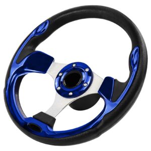 qymopay 12.5inch boat steering wheel, 3/4 inch axle marine steering wheel adapter, anti-slip steering wheel for boats, yachts, pontoon boats (blue)