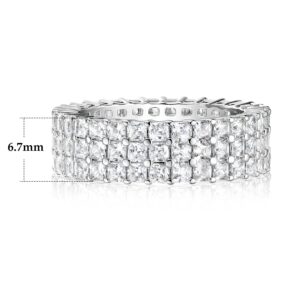 MDFUN Eternity Ring for Women 18K White Gold Plated Cubic Zirconia Band Stackable Engagement Wedding Ring Size 7