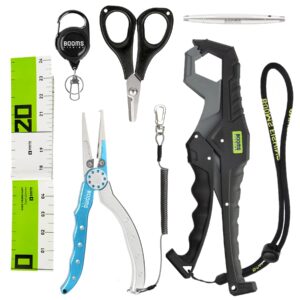 booms fishing tk6 6pcs fishing tools set, 7.5” aluminum fishing pliers and fish gripper combo, saltwater fishing accessories and equipment, great fishing tools for men