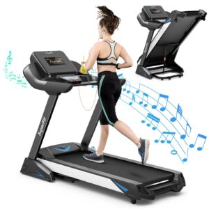 gymax folding treadmill, 4.75hp auto incline treadmill with led monitor, blue tooth speaker, app control, 20 preset programs & pulse grip, foldable running walking jogging machine for home gym