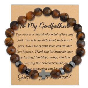 bnql godfather gift bracelet godfather cross charm natural stone bracelet godfather thank you gift from godchild godfather jewelry (godfather bracelet)