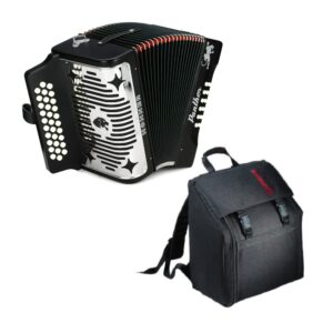 hohner accordions 3100fb panther 3-row diatonic accordion - keys of f/bb/eb - black bundle with hohner agb gig bag (2 items)