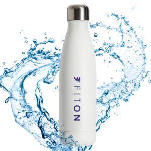 fiton stainless steel water bottles - double vacuum insulated water bottle - leak-proof water flask use as outdoor water bottle or gym hot/cold insulated drink bottles - 17oz/500ml hydrate me bottle