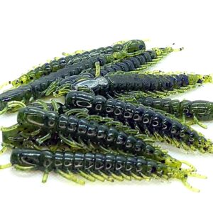 3" floating hellgrammite - qty 10/pack (green pumpkin with black flake)