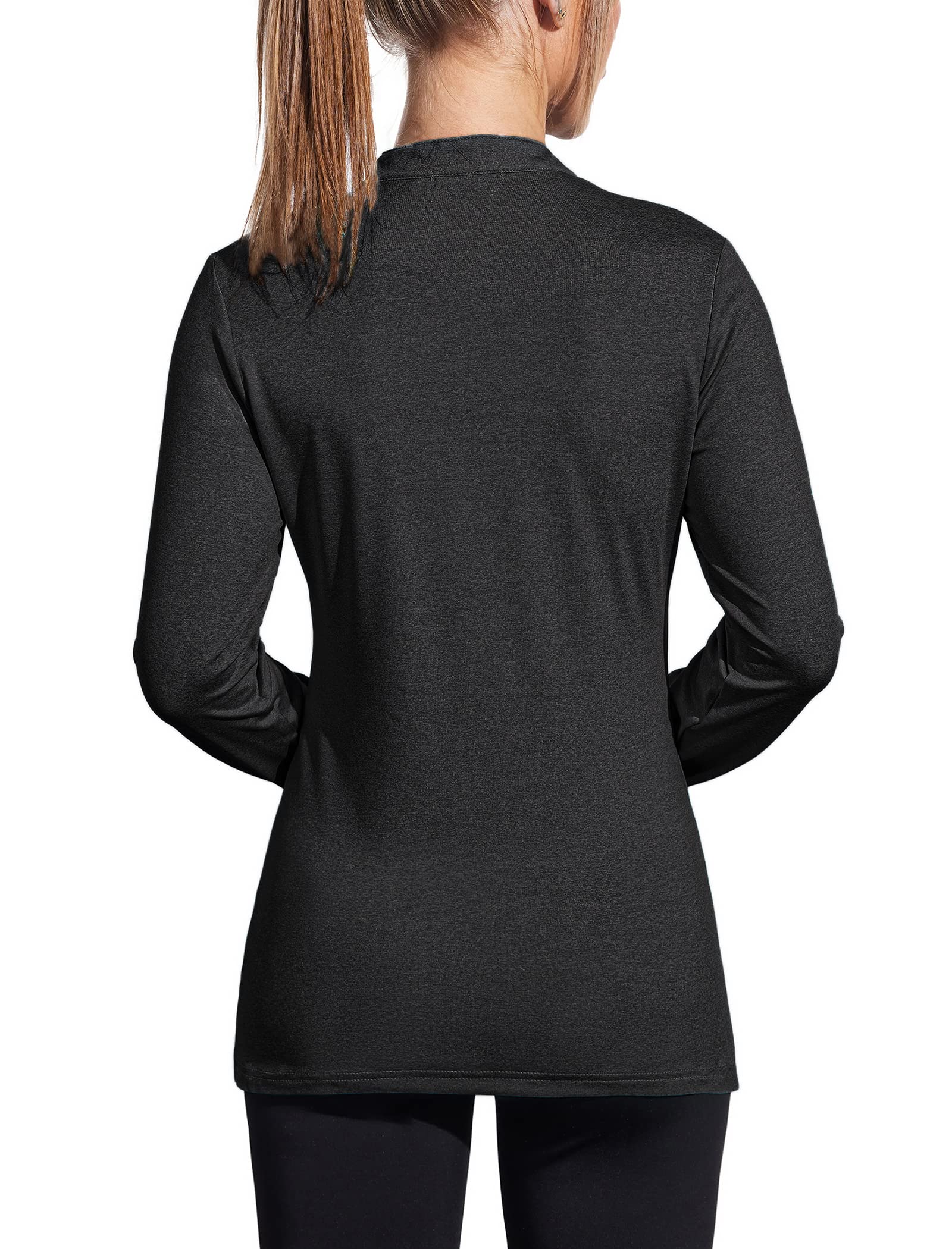 COOrun Long Sleeve Workout Shirts for Women Yoga Athletic Casual Tops Gym Running Breathable Shirt Quick Dry Black X-Large