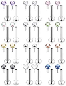 ylqjksk 20g nose rings stud surgical steel threadless push in flat back stud earrings tragus cartilage earrings lip ring medusa piercing jewelry for women men