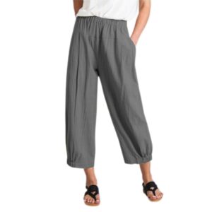 women's capri yoga pants loose soft workout causal lounge pants with pockets gray small