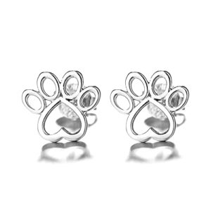 amy & annette sterling silver paw stud earrings - cute puppy dog cat pet paw print stud earrings - great gift idea for every occasion