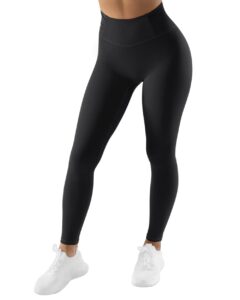 suuksess women no front seam buttery soft workout leggings ruched high waisted tummy control yoga pants (black, m)