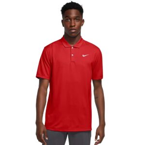 nike men's dri-fit golf polo, university red/white, xl