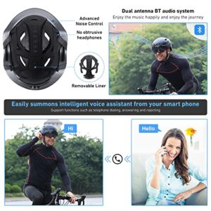 KRACESS KRS-S1 Bike Helmets for Men Smart Helmets for Adults with 1080P 60 fps Sports Camera Dual Antenna Bluetooth Womens Bike Helmet (L-22-24.4in, Matte Black)