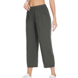 Women's Capri Yoga Pants Loose Soft Workout Causal Lounge Pants with Pockets Gray Small