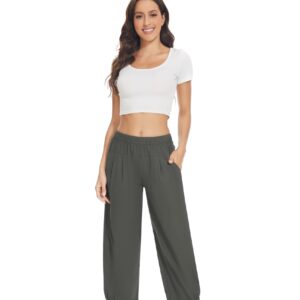 Women's Capri Yoga Pants Loose Soft Workout Causal Lounge Pants with Pockets Gray Small