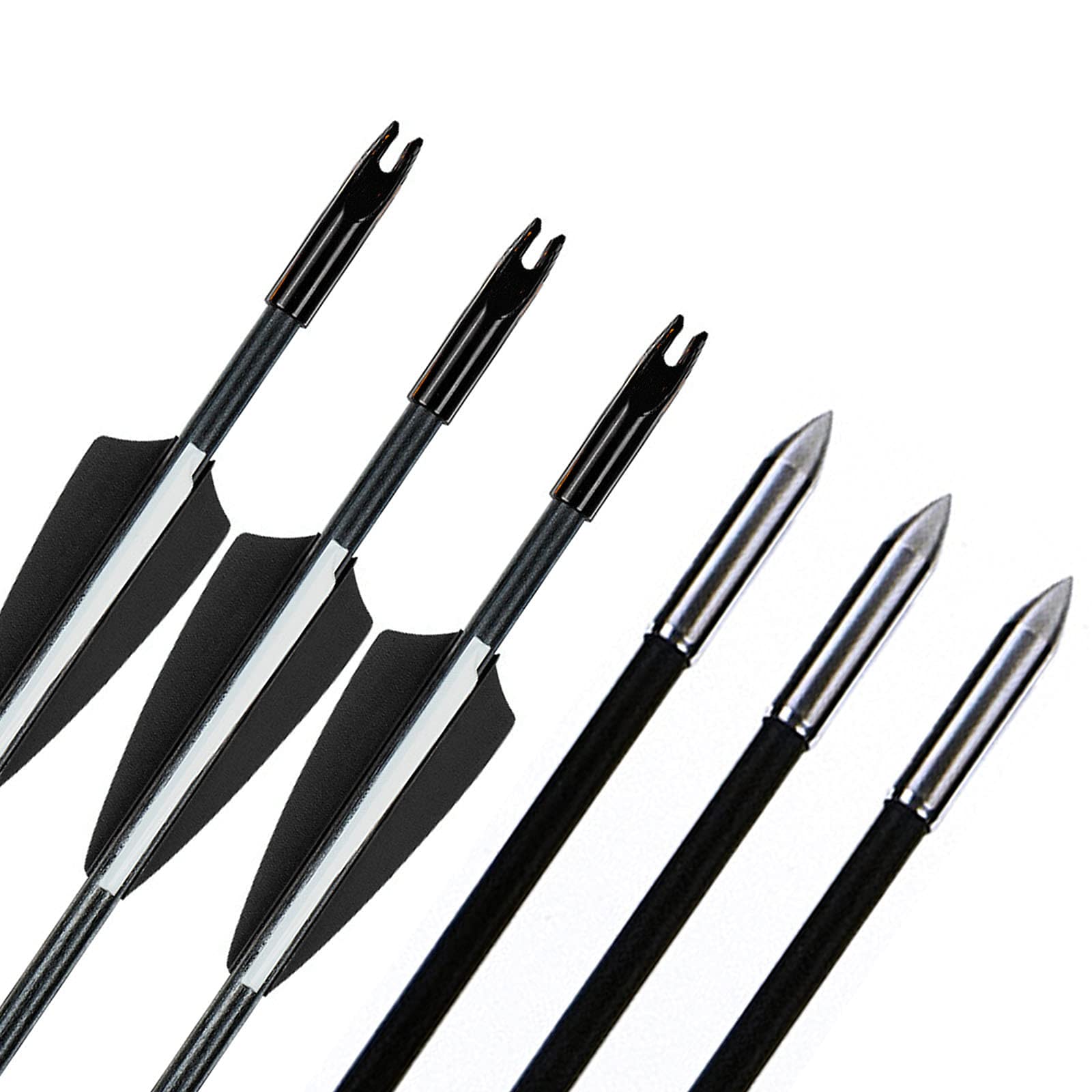 HATAP Archery Fibreglass Arrows 31" Training Arrows Target Practice Fiberglass Arrows Hunting Arrows for Kids Youth or Beginners (6PCS, Black)