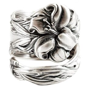 powerful-lot rings for women silver spoon ring floral spoon ring fork ring vintage anxiety relief ring fidget ring band jewelry stainless steel,silver ftusylxm99ai