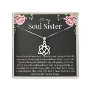 rarelove soul sister gift for women, friendship 925 sterling silver sister celtic knot infinity heart necklace, best friend birthday gifts