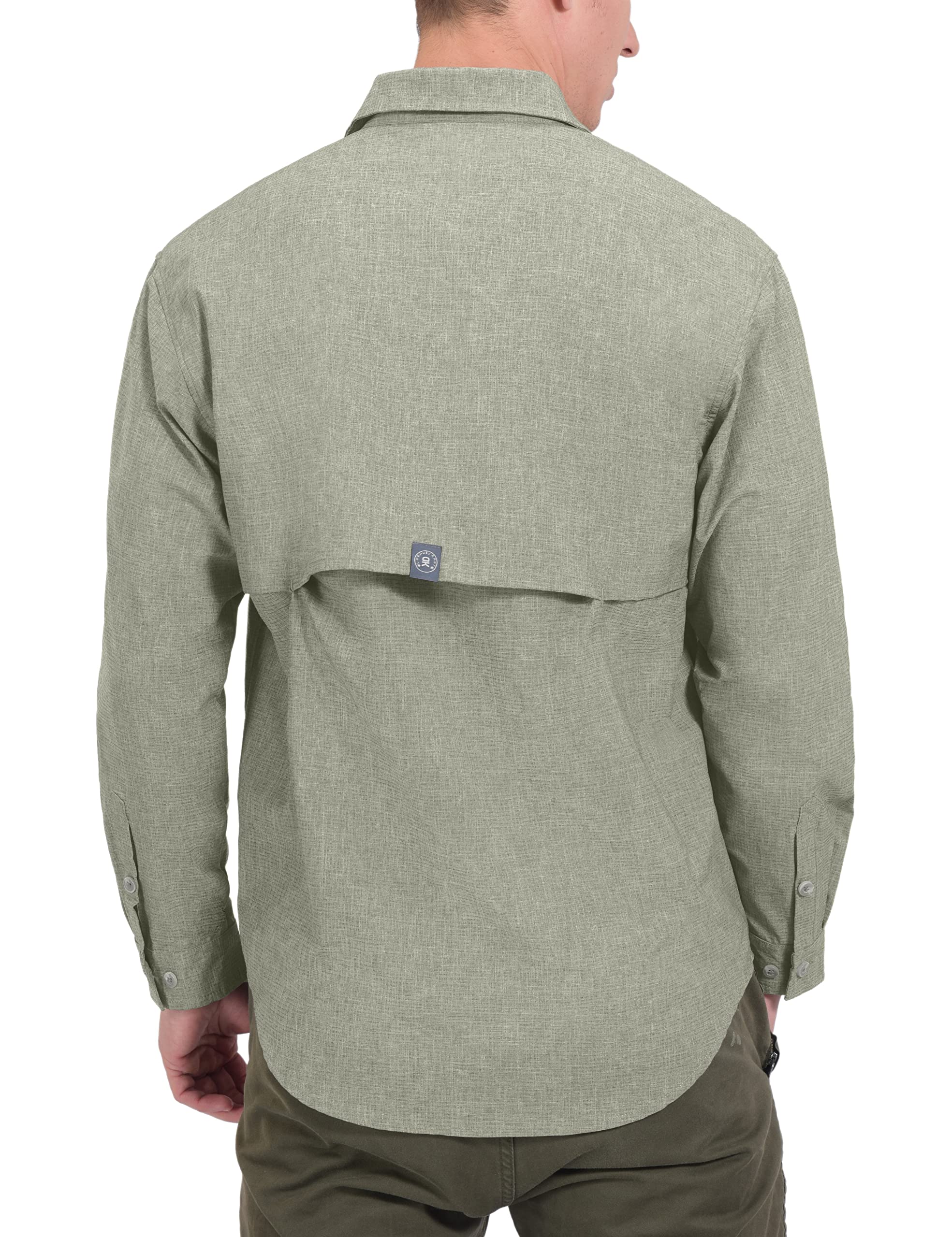 Little Donkey Andy Men's Quick Dry Hiking Shirt, Lightweight Long Sleeve Travel Shirt, Air-Holes Tech Laurel Oak Heather XXXL