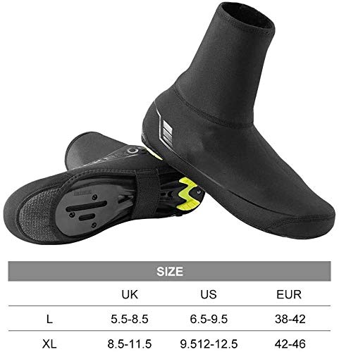 Cycling Shoe Covers Waterproof Cycling Shoe Covers, Thermal Warm Bike Overshoes with Reflective Strip, Waterproof Windproof Cycling Shoe-Covers for MTB Road Bike Booties Unisex (Size : L)