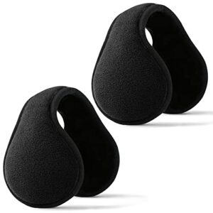 gergella ear warmers for men women foldable fleece unisex winter warm earmuffs for cold winters,biking,adjustable,protects ears (black-2 psc)