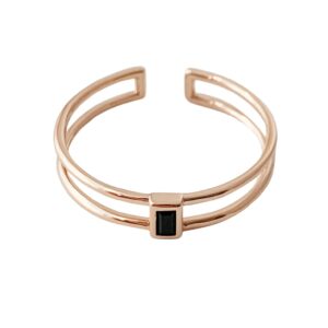 honeycat genevieve double stack black crystal ring in gold, rose gold, or silver | minimalist, delicate jewelry (rg, sm)