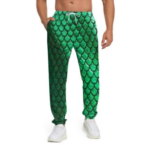 ismv fish scale pants men's sweatpants halloween pants jogger pants costumes running pants medium green