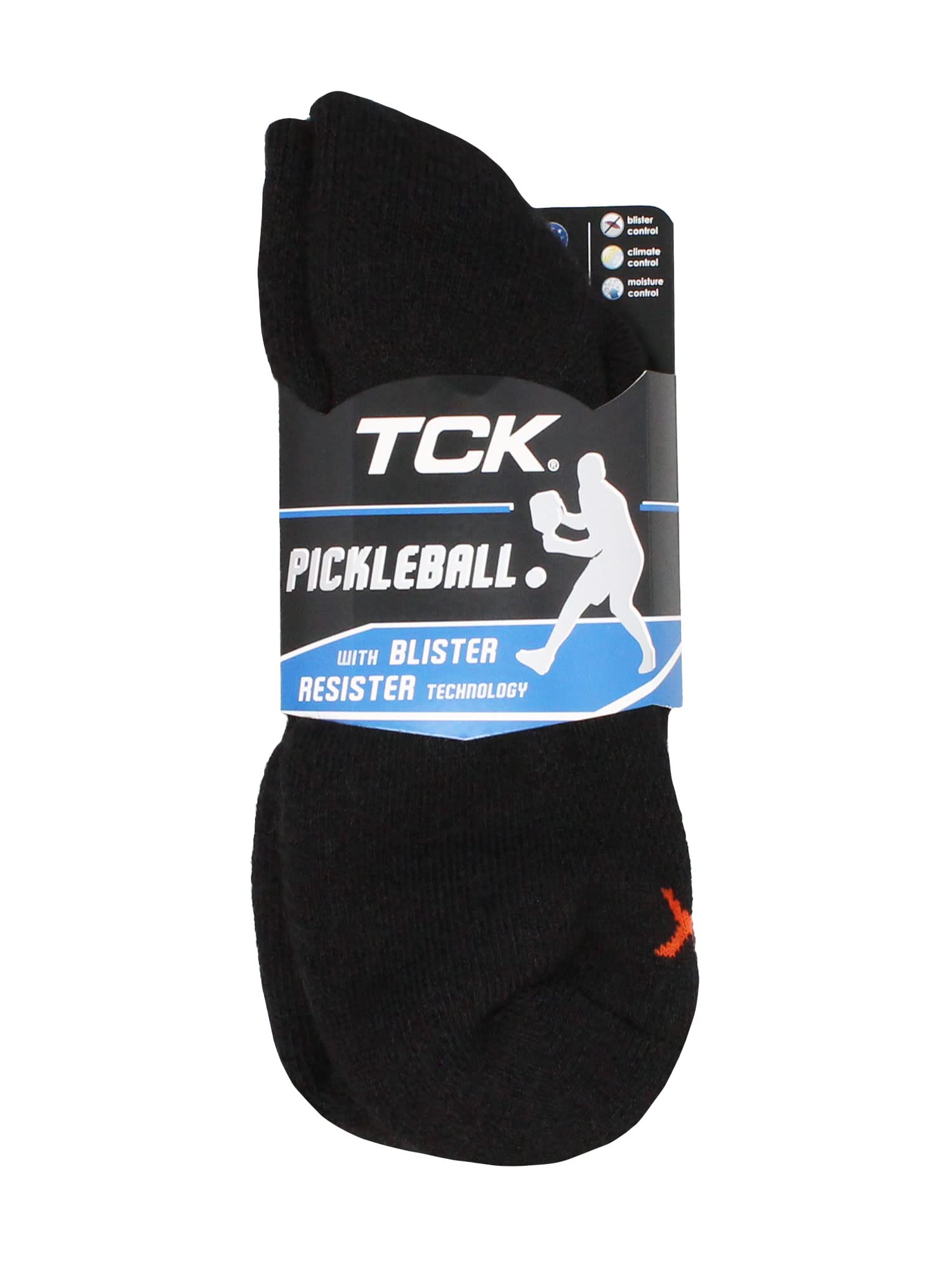 TCK Pickleball Quarter Crew Socks Blister Resistance (Black, Large)