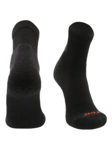 tck pickleball quarter crew socks blister resistance (black, large)