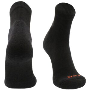 TCK Pickleball Quarter Crew Socks Blister Resistance (Black, Large)