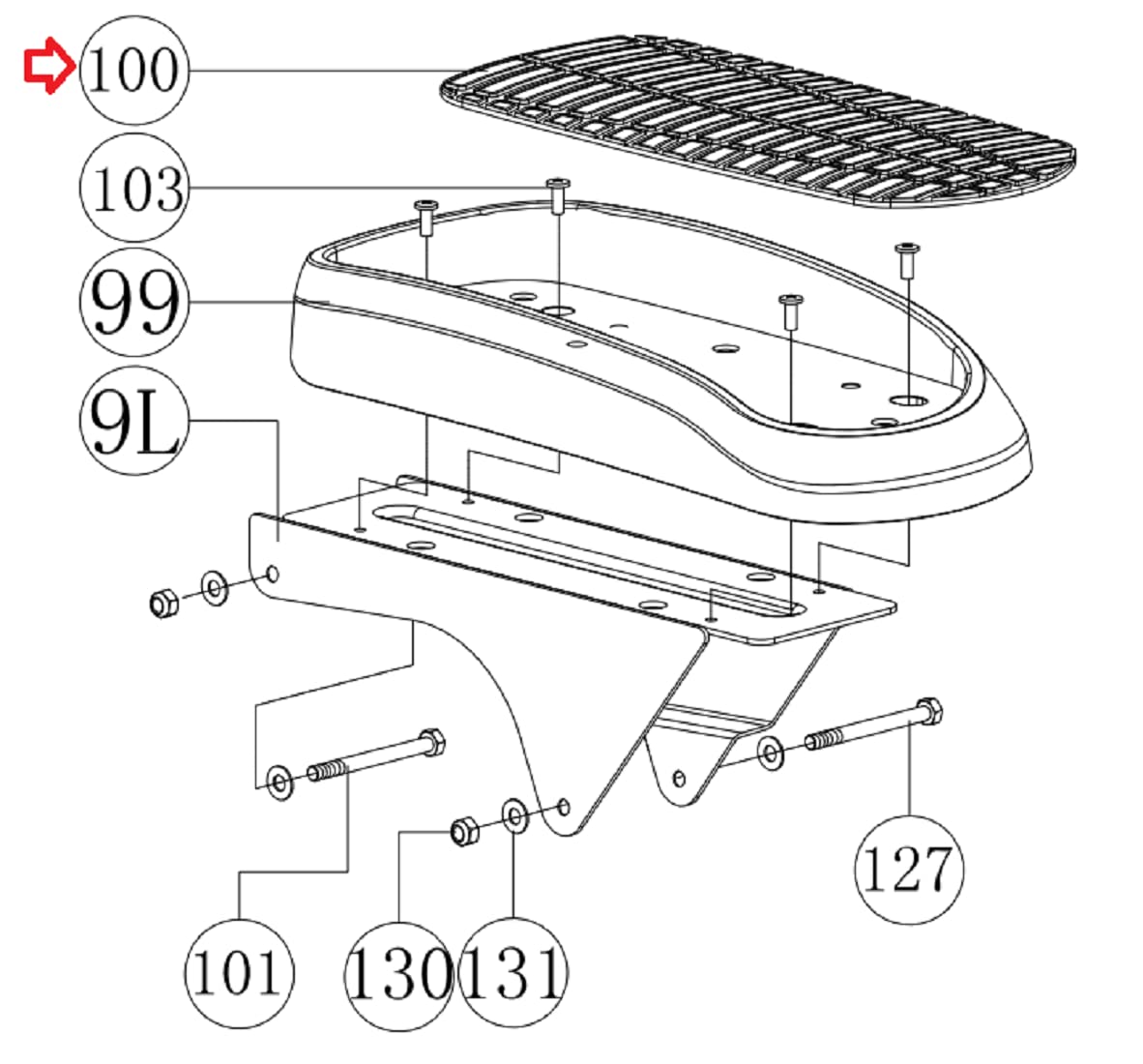 Hydra Fitness Exchange Foot Pedal Pad 1000439278 Works with Peak Trainer - HT5.0 - EP031 Stepper Step