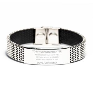 to my granddaughter stainless steel bracelet gifts from grandma - never forget that i love you i hope you believe in yourself - inspirational graduation christmas birthday gifts for women her