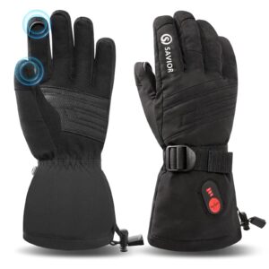 savior heat heated gloves for women men rechargeable electric heated ski gloves with touchscreen for cold weather (70b, l)