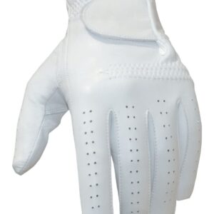 SportsImpex Golf Men's Golf Gloves Genuine Leather White Unlined Pack of 2 (White, Small)