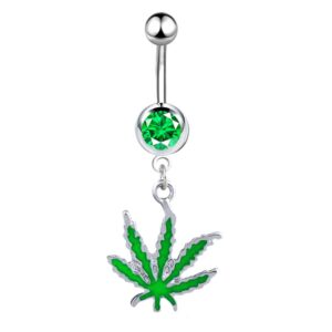 yooce 420 leaf belly button ring navel rings surgical steel piercing jewelry