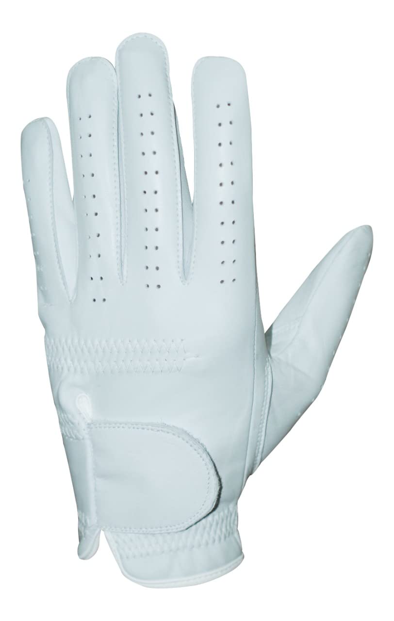 SportsImpex Golf Men's Golf Gloves Genuine Leather White Unlined Pack of 2 (White, Small)