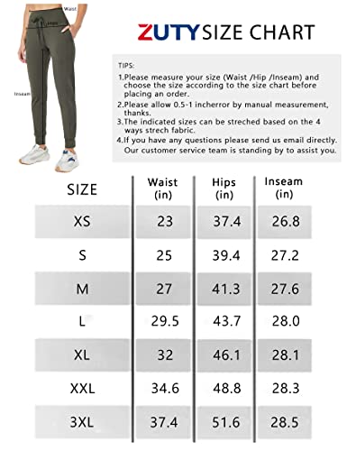 ZUTY Women's High Waisted Fleece Lined Joggers Water Resistant Sweatpants Hiking Running Winter Thermal Pants with Pockets Black M