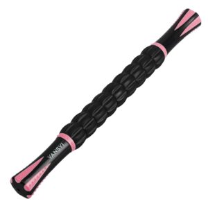 yansyi muscle roller stick for athletes - body massage roller stick - release myofascial trigger points reduce muscle soreness tightness leg cramps & back pain for physical therapy & recovery (pink)