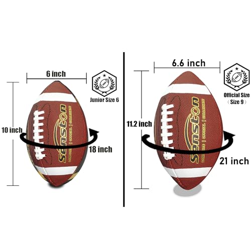 Senston Football Size 9/6 - Premium Composite Leather High School/Kids/Junior/Youth Football with Pump Size Football with Pump