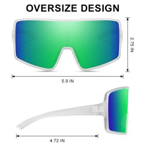 ZHA ZHA Oversize Sports Sunglasses, 100% UV Protection Riding Baseball Cycling Glasses with 4 Lenses for Men Women