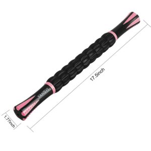 Yansyi Muscle Roller Stick for Athletes - Body Massage Roller Stick - Release Myofascial Trigger Points Reduce Muscle Soreness Tightness Leg Cramps & Back Pain for Physical Therapy & Recovery (Pink)