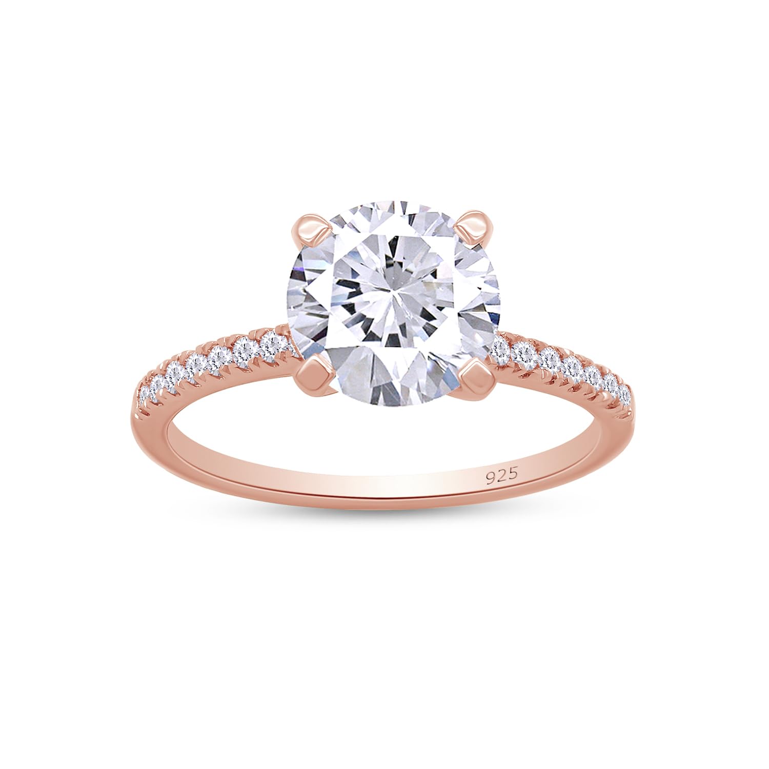 1.5CT Moissanite Rings for Women, D Color VVS1 Clarity Brilliant Round Cut Solitaire Lab Created Diamond Moissanite Ring 18K Rose Gold Over Sterling Silver 4 Prong Moissanite Engagement Ring-10